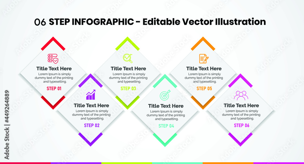 6 Steps Infographics Design Template - Graph, Pie chart, workflow ...
