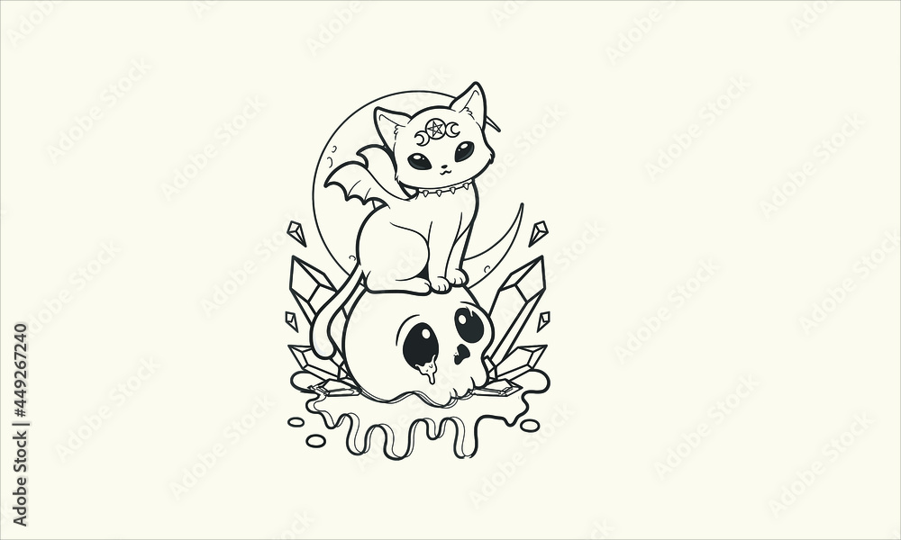 Pastel goth cat Coloring Page Stock Vector | Adobe Stock