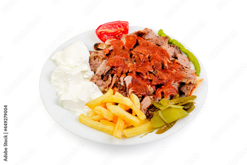 İstanbul meat doner menu, iskender menu on plate, turkish special meat ...