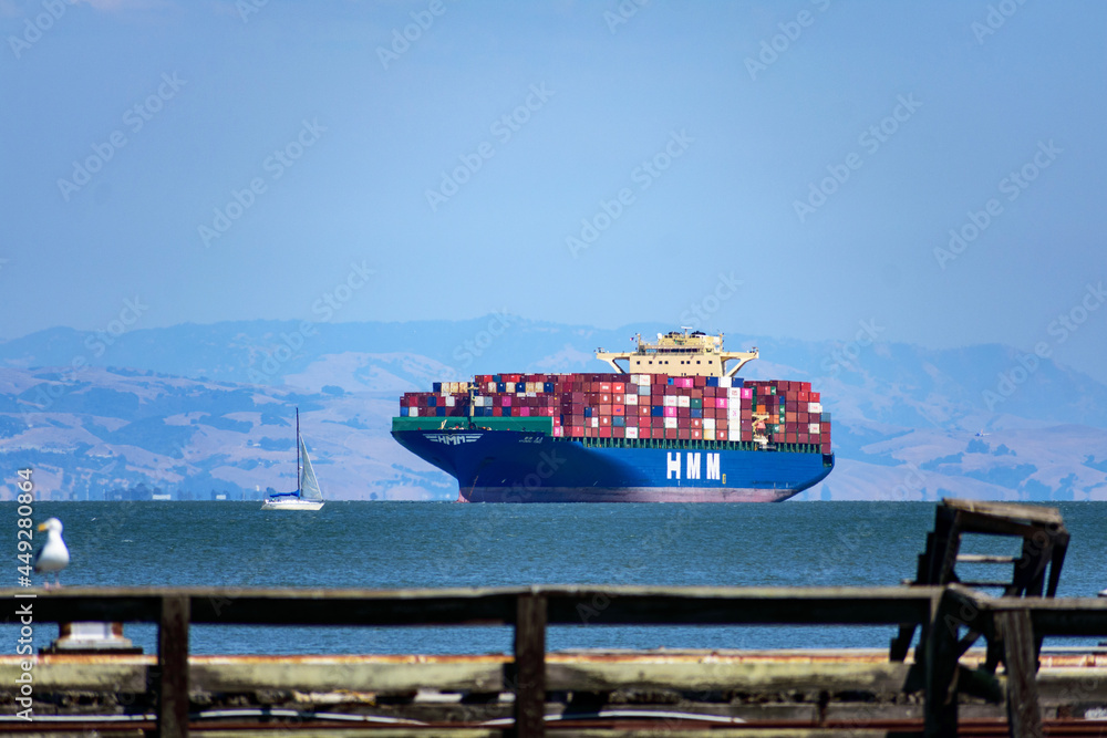 HMM Hyundai Force container ship fully loaded with containers is ...