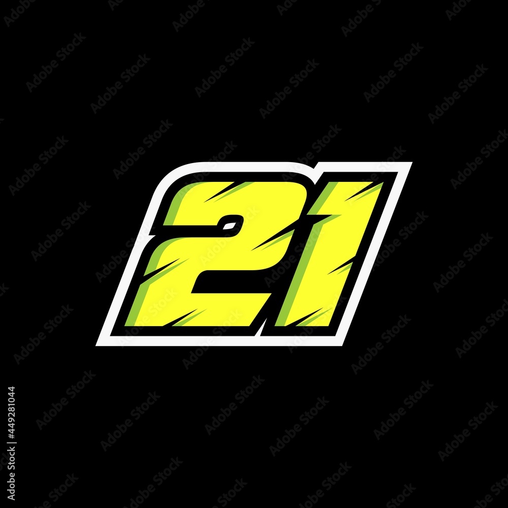 Racing number 21 logo on black background Stock Vector | Adobe Stock