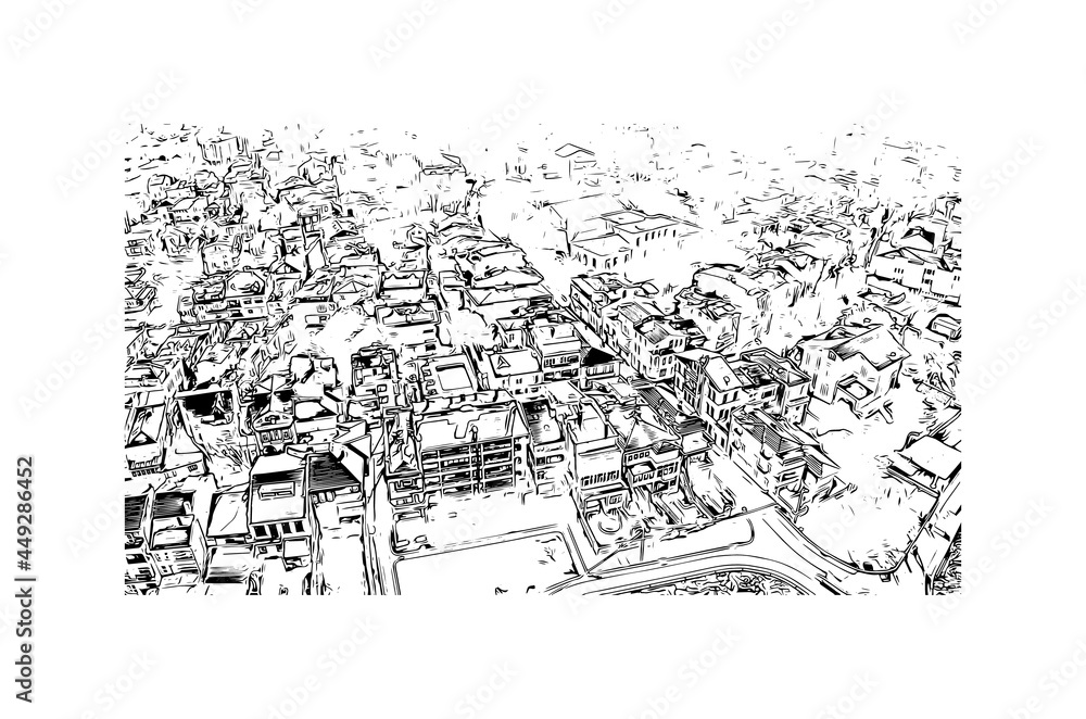 Building view with landmark of Istanbul is a major city in Turkey. Hand ...