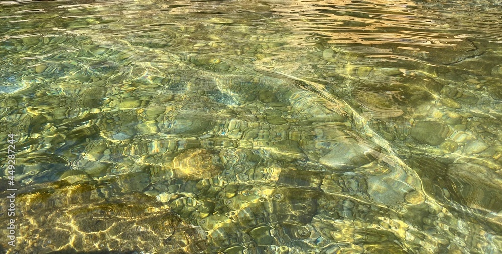 Clear sea water surface. Beautiful summer seascape. Amazing emerald ...