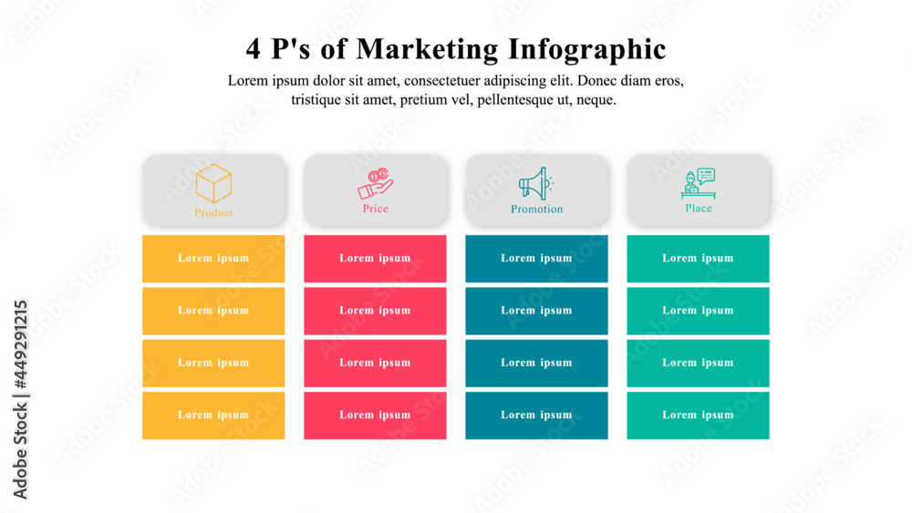 4ps of marketing modal infographic presentation template in flat design ...
