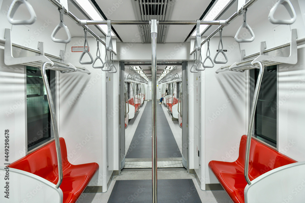 Inside of the Public transport train or MRT red line is Suburban ...
