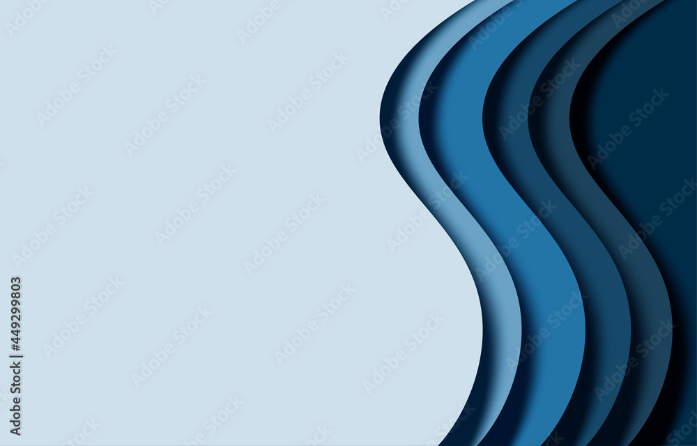 Art Style Gradient Color Paper Cut Backgroundblue Abstract Paper Wave Layer Of Cover Designs