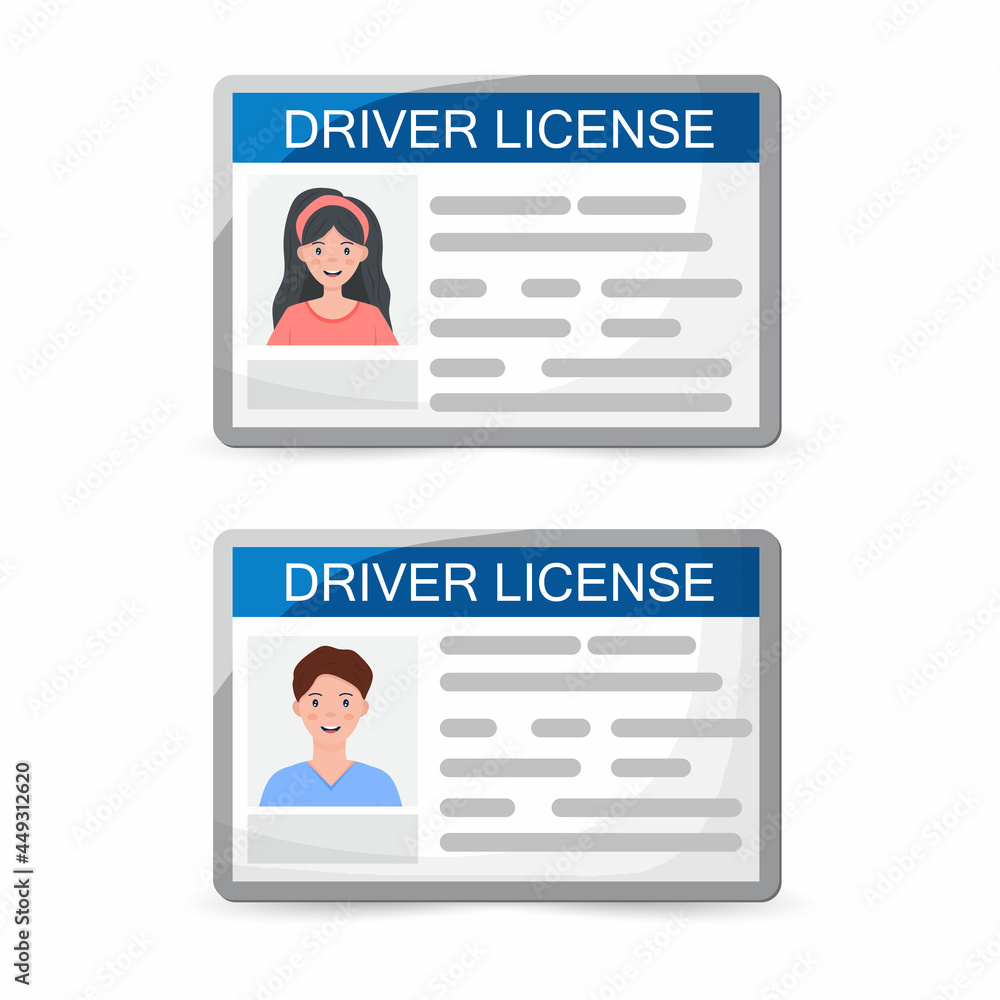 Vector man and woman driver license plastic card template Stock Vector ...