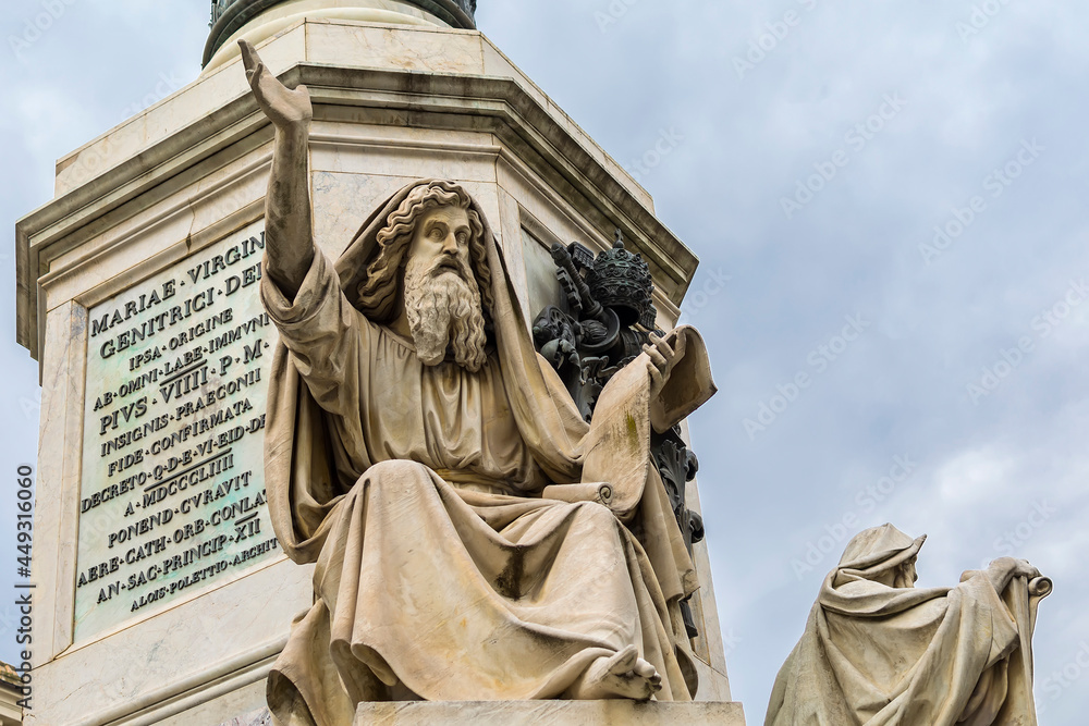 Seer Ezekiel Statue at the base of the Colonna della Immacolata (Column ...