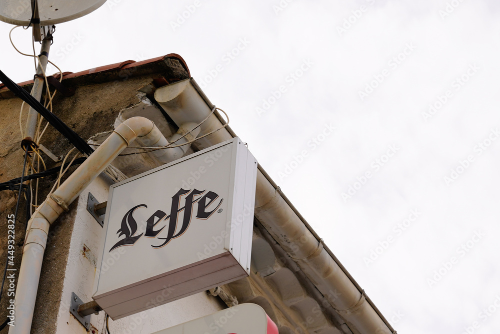 leffe Belgian beer sign brand and text logo on wall bar restaurant pub ...