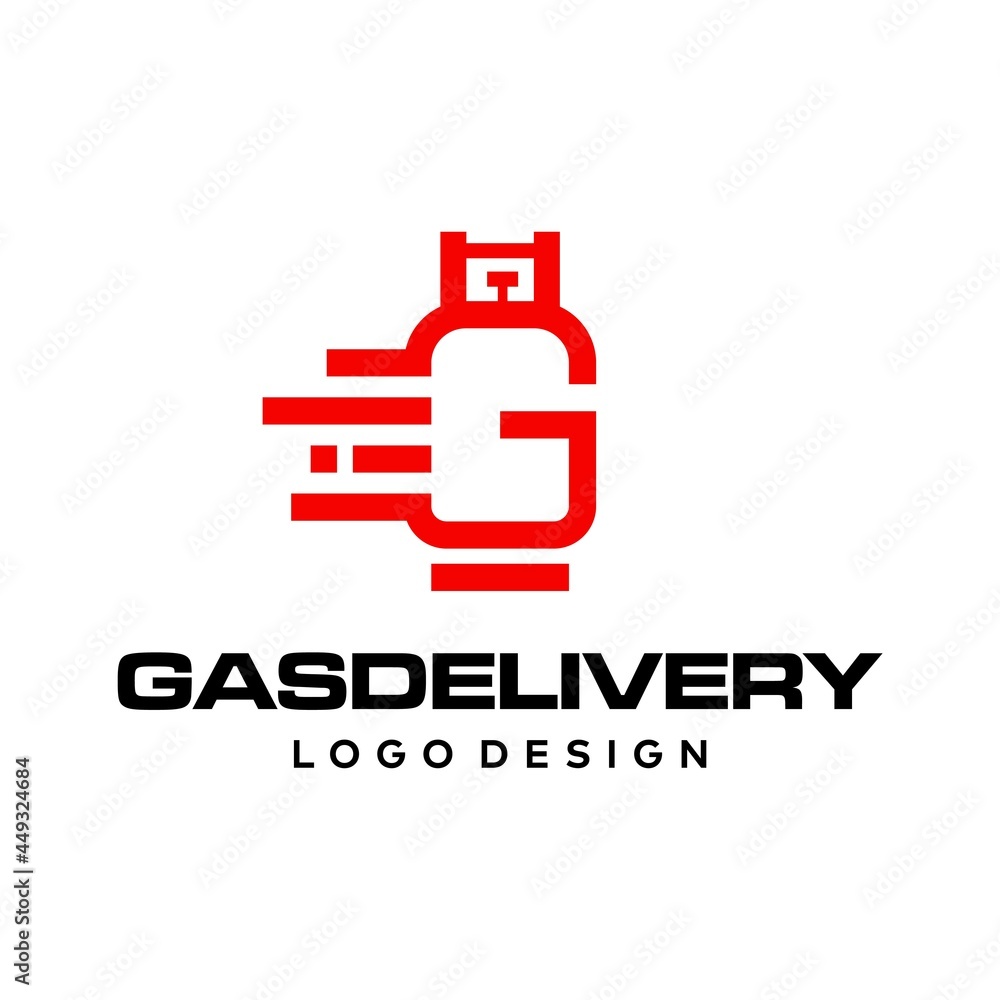 Unique logo and clear combination of gas cylinder and delivery icon ...