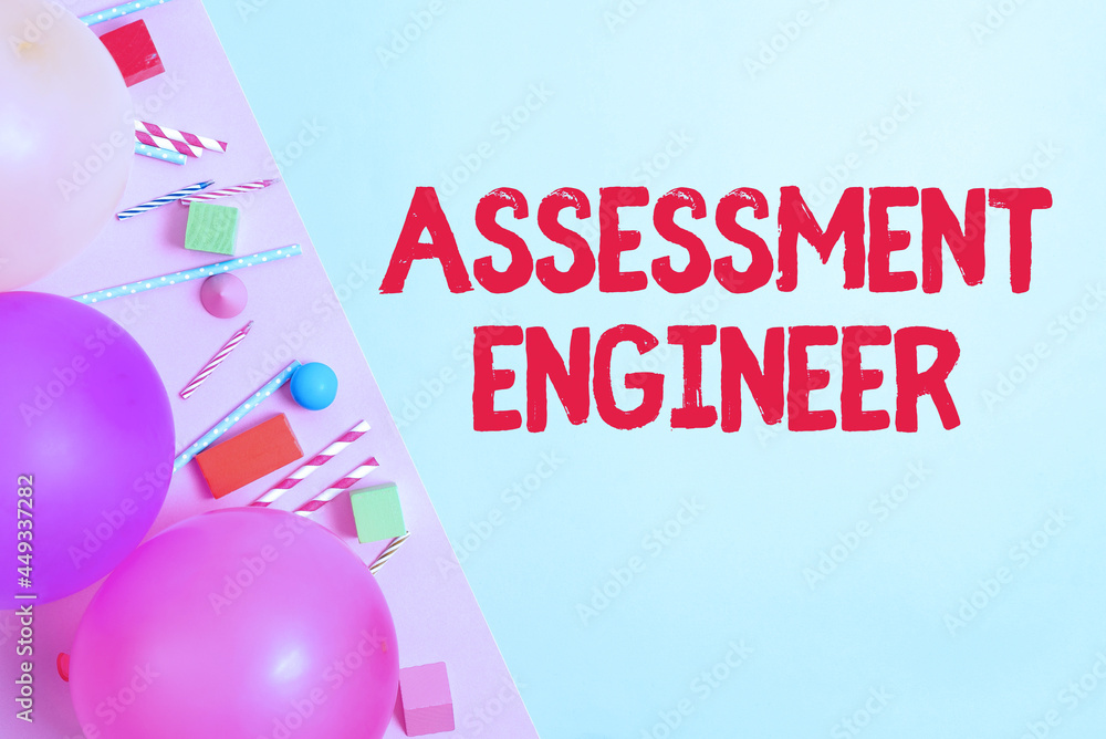 Writing displaying text Assessment Engineer. Word for gives solutions ...