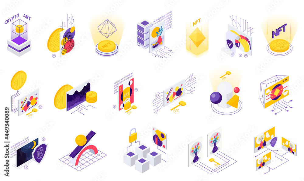 Crypto Art Icon Set Stock Vector | Adobe Stock