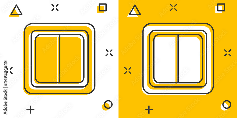 Vector cartoon electric light switch icon in comic style. Power switch ...