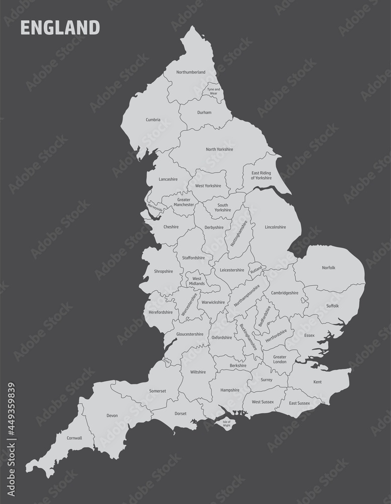 England administrative map Stock Vector | Adobe Stock