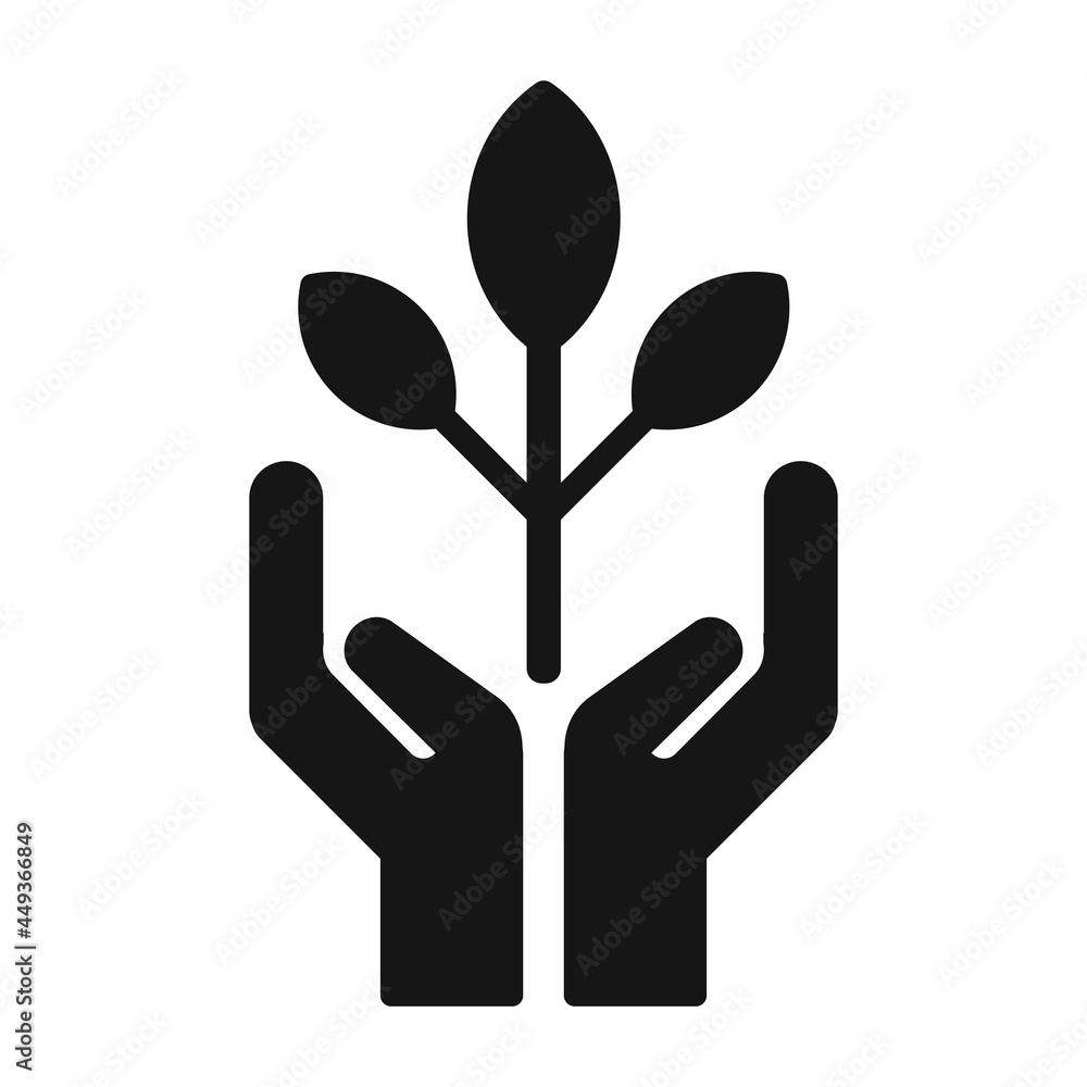 Save nature sign. Hands and nature symbol, logo. Environmental ...