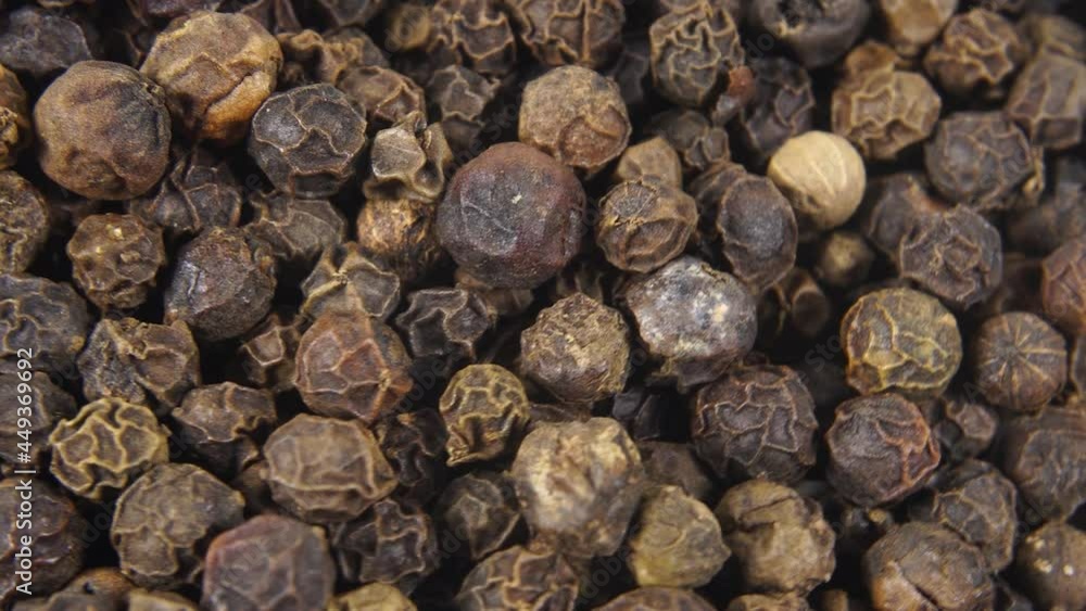 Vidéo Stock Peppercorn texture. Black Pepper top view. Macro spice ...