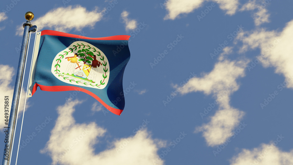 Belize 3D rendered realistic waving flag illustration on Flagpole ...