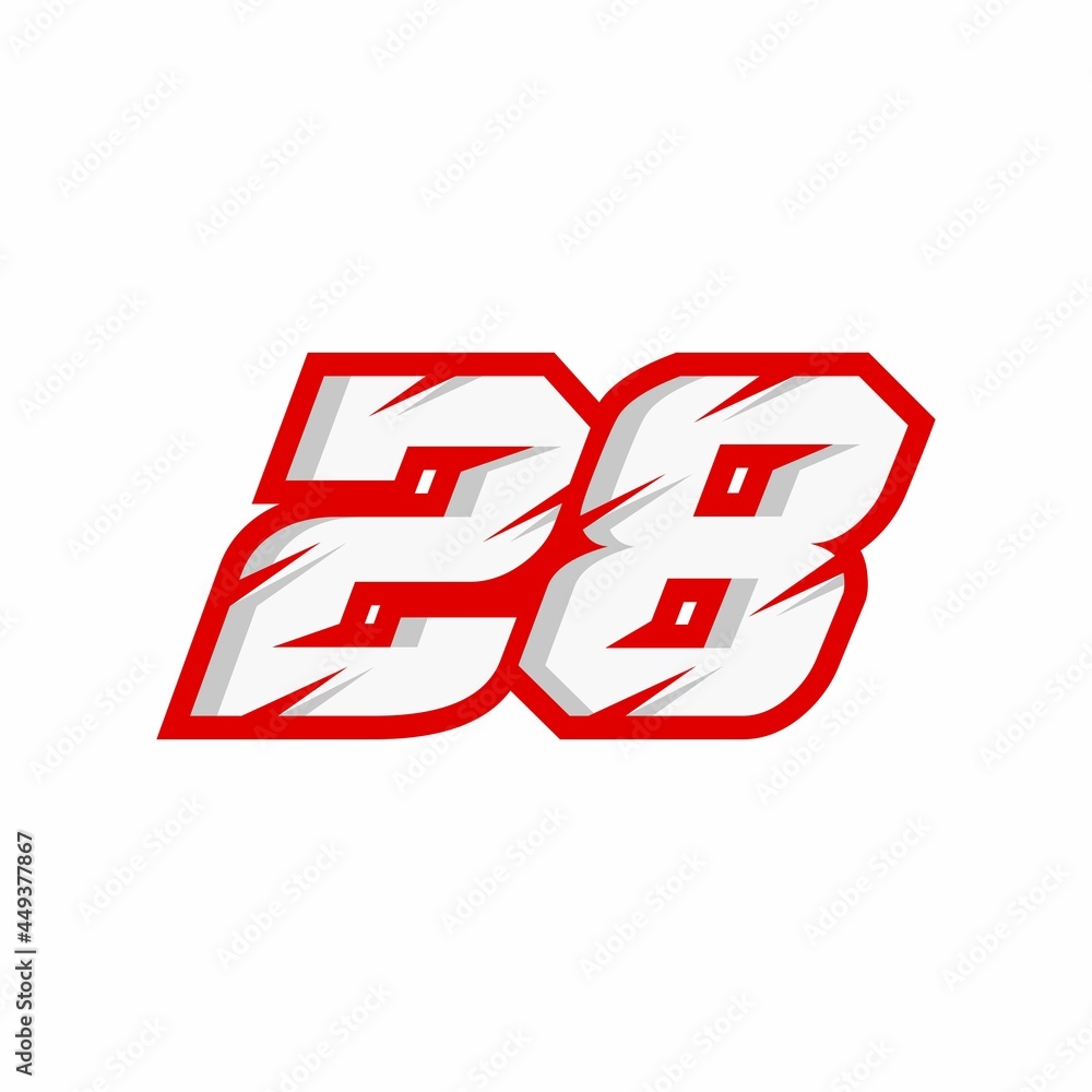 Racing number 28 logo on white background Stock Vector | Adobe Stock
