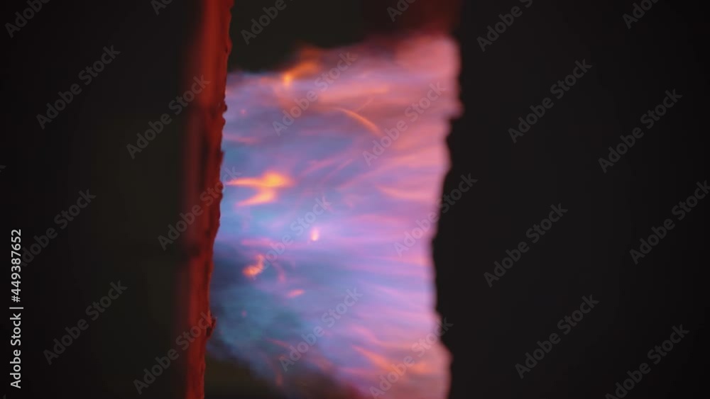 Blue Flame Seen In The Gap Is Coming Out Horizontally. Metal Processing ...