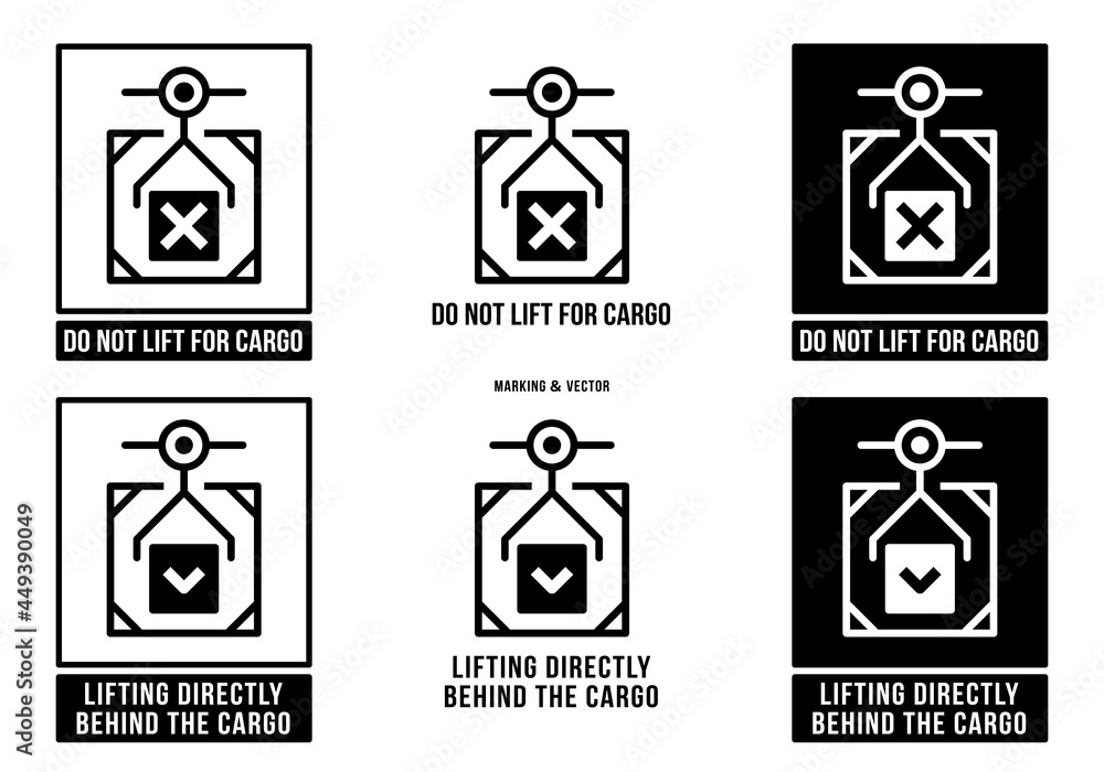 A set of manipulation symbols for packaging products and goods. Marking ...