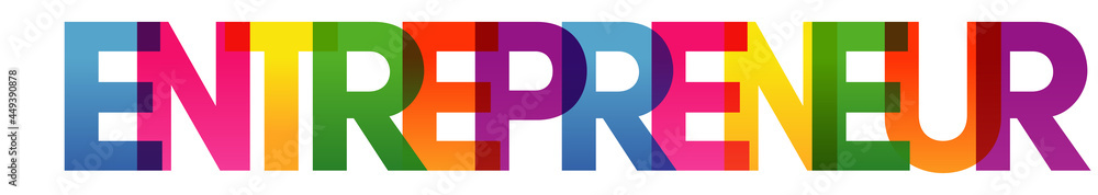 ENTREPRENEUR word vector illustration. Colored rainbow text. Vector ...