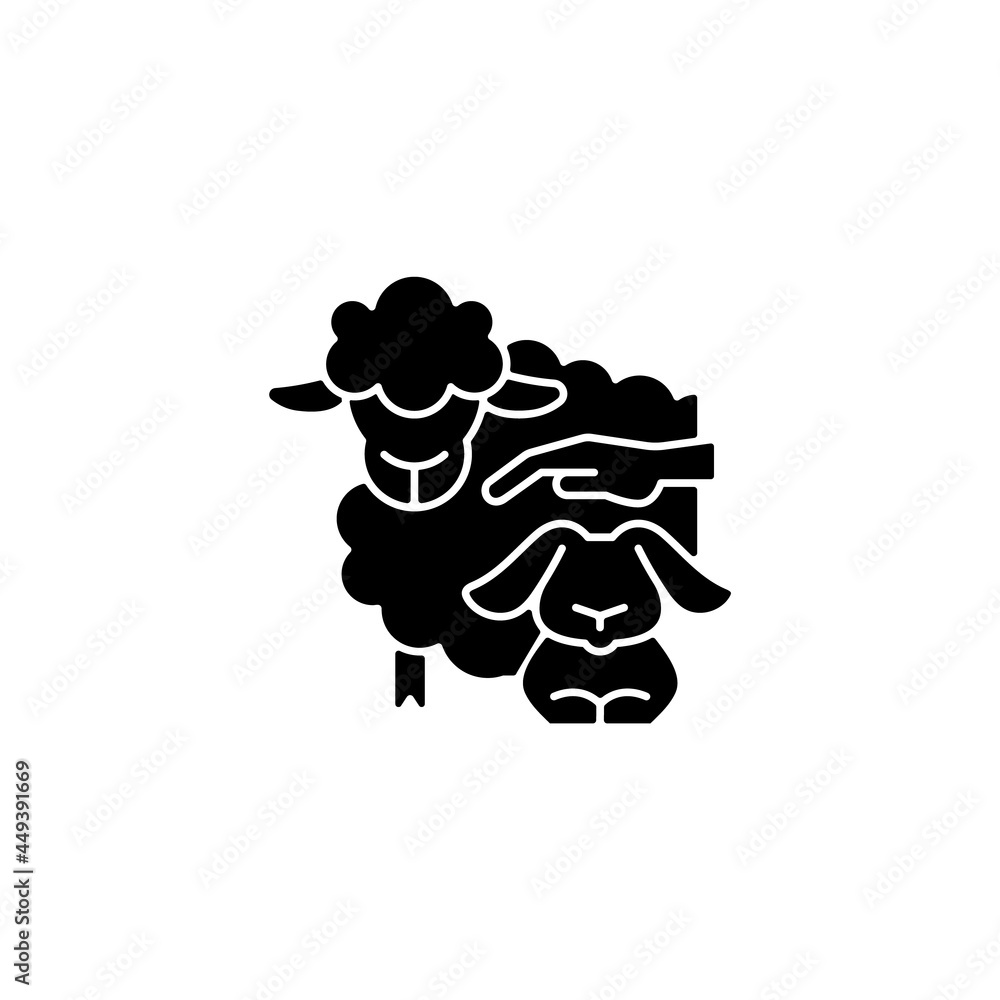 Petting zoo black glyph icon. Interactive zoo for kids. Persons able to ...