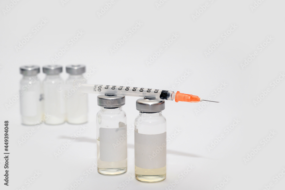 vaccine, medicine, vial, syringe for injection. Vaccination, treatment ...