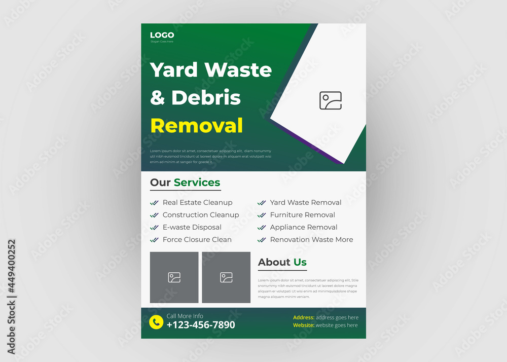 Junk removal service flyer template. Waste removal poster leaflet ...