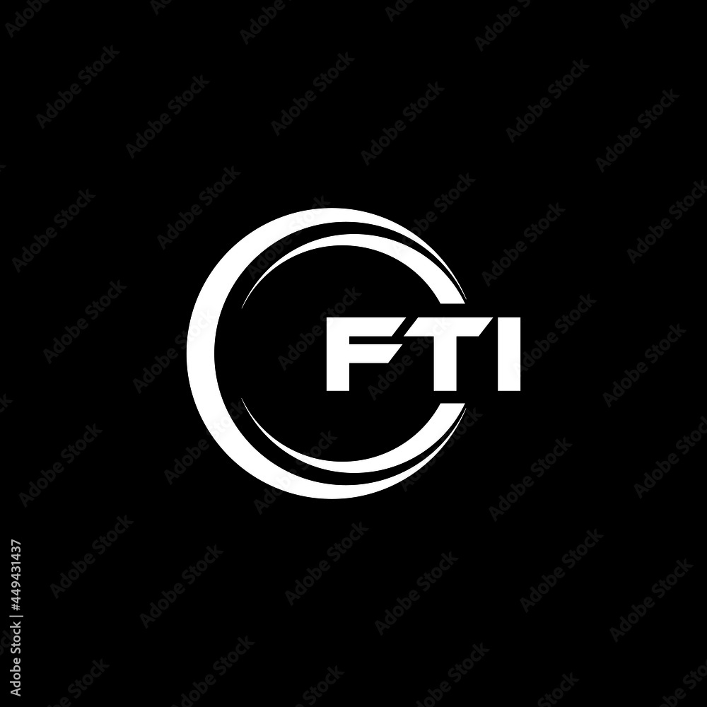 FTI letter logo design with black background in illustrator, vector ...