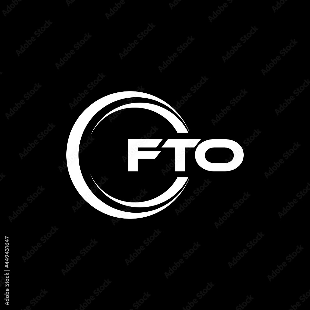 FTO letter logo design with black background in illustrator, vector ...