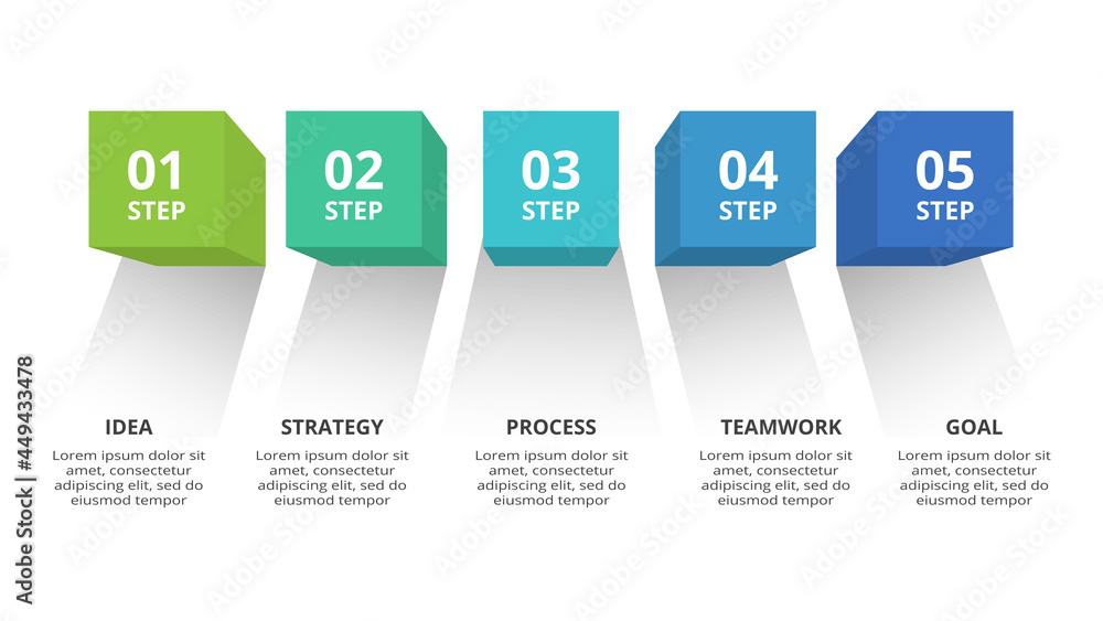 3D vector infographic pyramid, or comparison chart with 5 colorful ...
