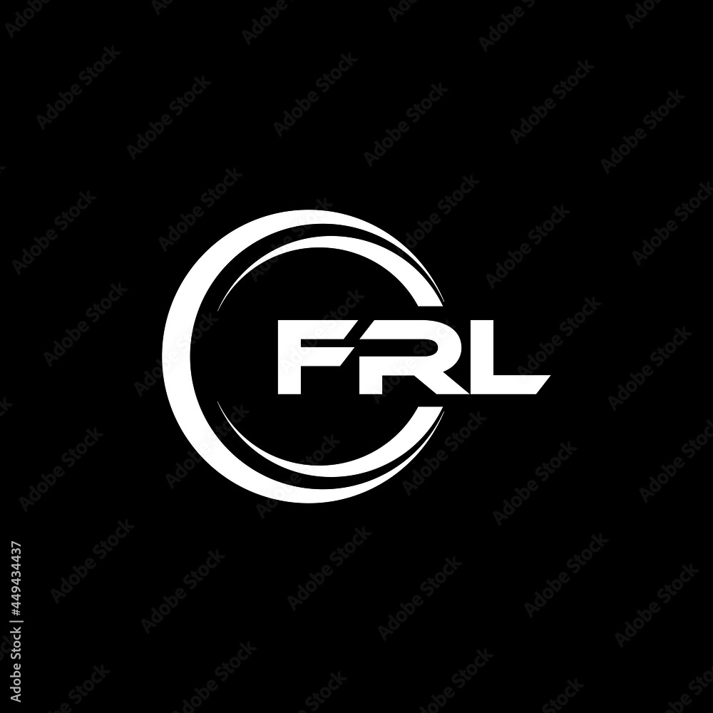 FRL letter logo design with black background in illustrator, vector ...