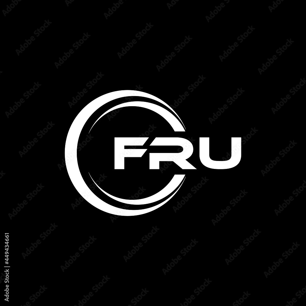 FRU letter logo design with black background in illustrator, vector ...