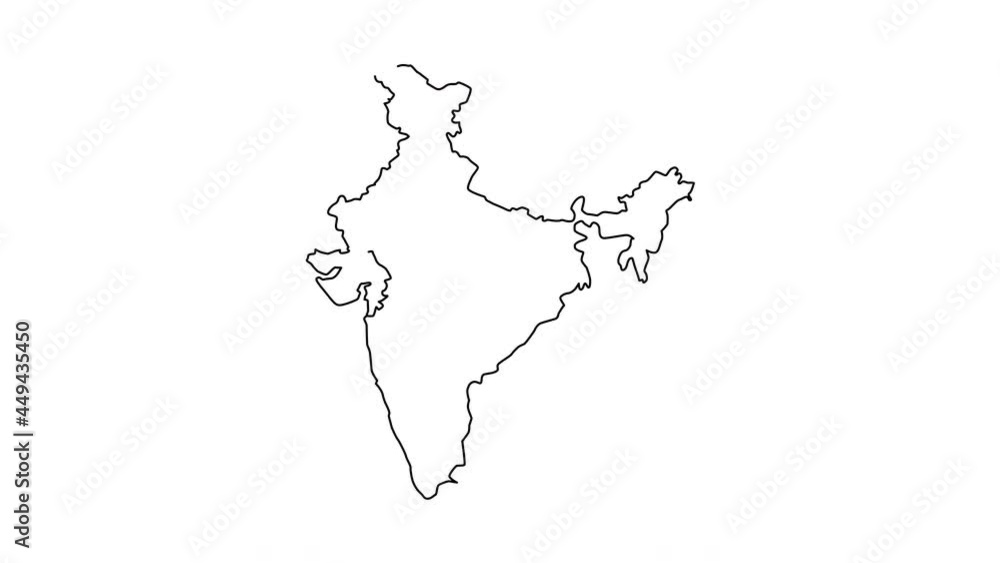 Self drawing animation of India map. Territory and division. White ...