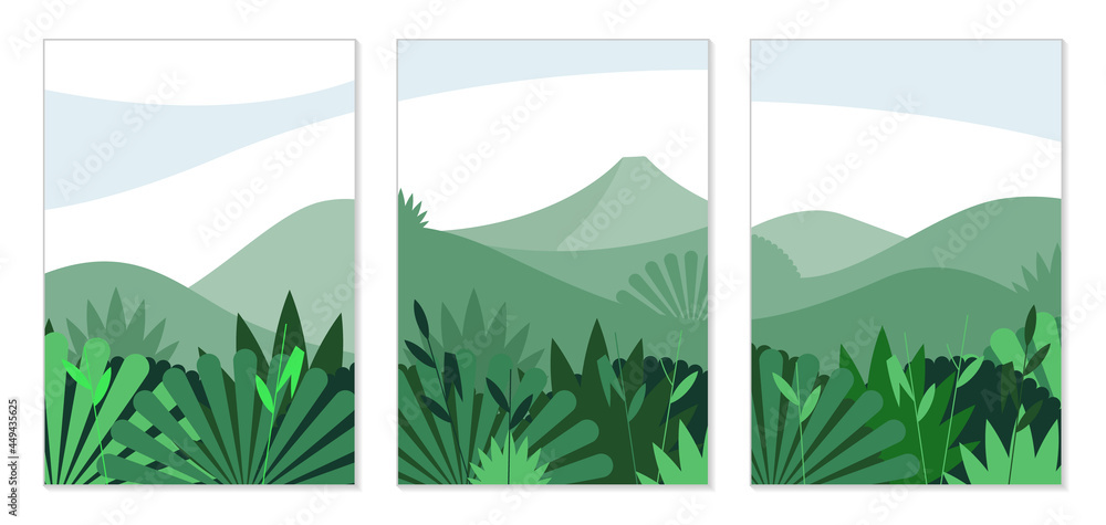 Nature and landscapes. Set of creative posters for design. Abstract ...