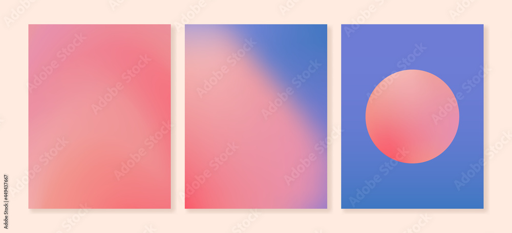 Set of soft gradient backgrounds in red and blue colors. For covers ...