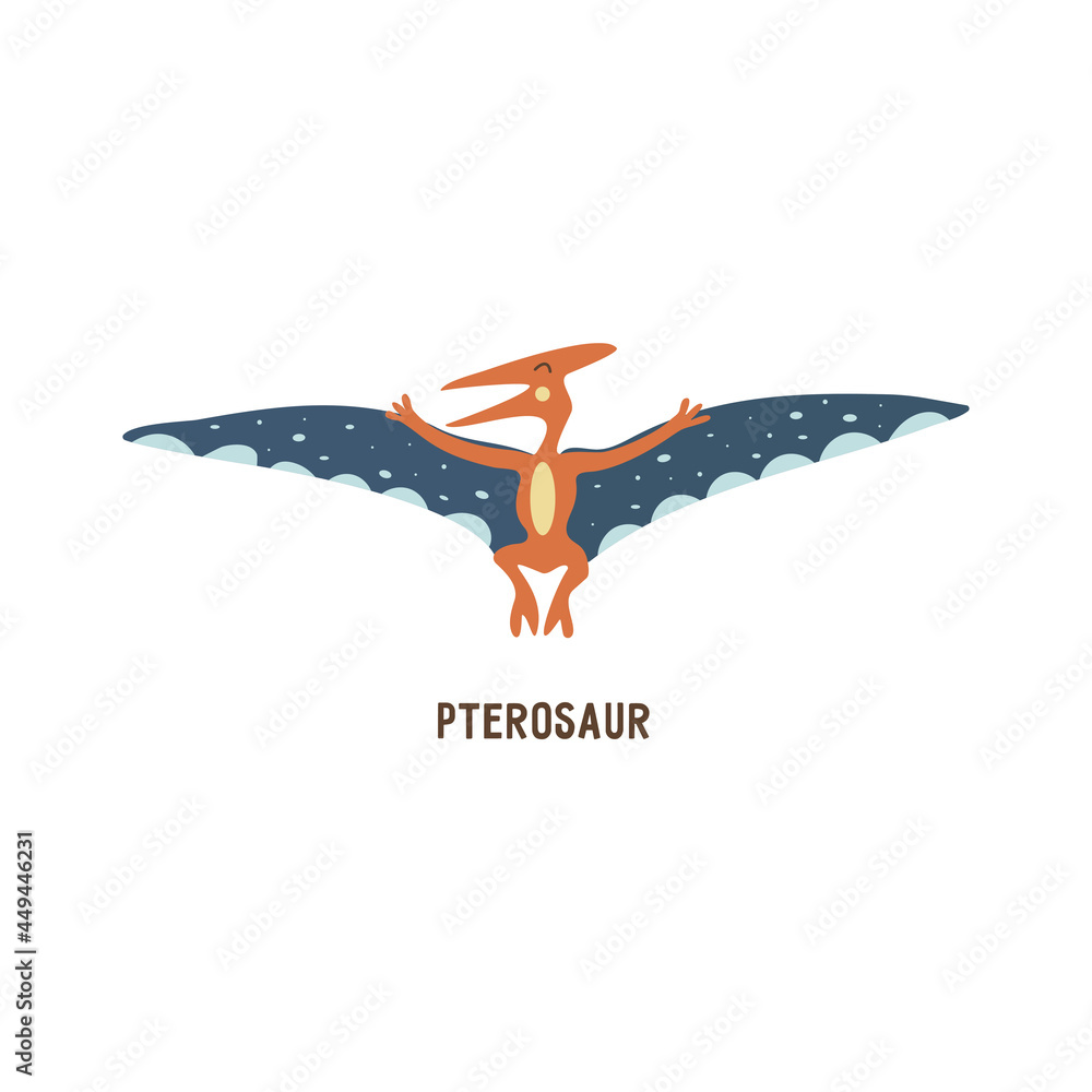 Pterosaur. Flying archosaurus pterodactyl, extinct ancient winged ...