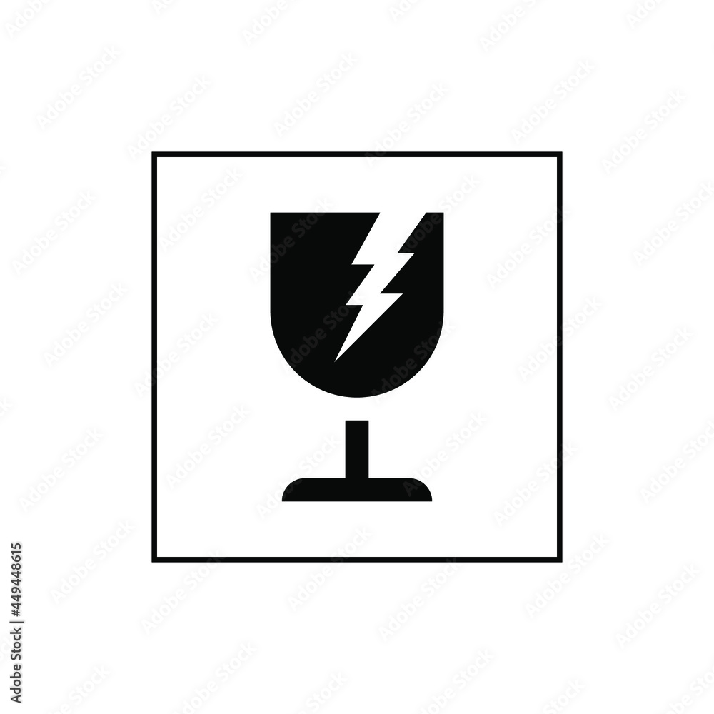 Fragile outlined icon vector png eps isolated on white background Stock ...