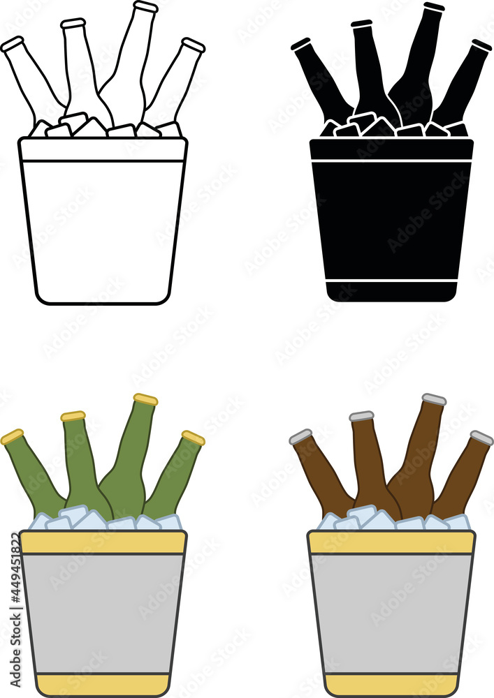 Chilled Beer Cooler Bucket - Clipart Set Stock Vector | Adobe Stock