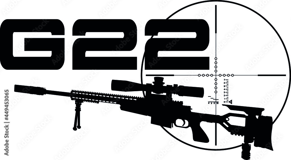 G22 special Sniper rifle, long range rifle with line drawing visor and ...