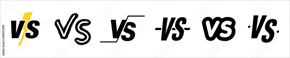 Set of VS versus letters icons set. Versus battle elements. VS letters ...