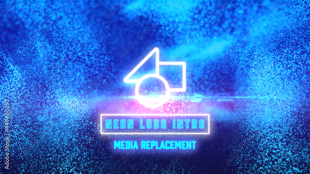 Neon Logo Intro Media Replacement and Text Particles Title Stock 템플릿 ...