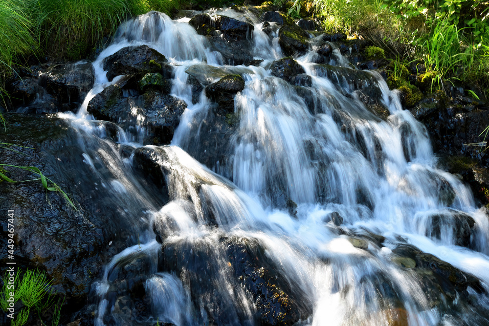 Scenic waterfall along Alaska's Seward Highway, designated as a ...