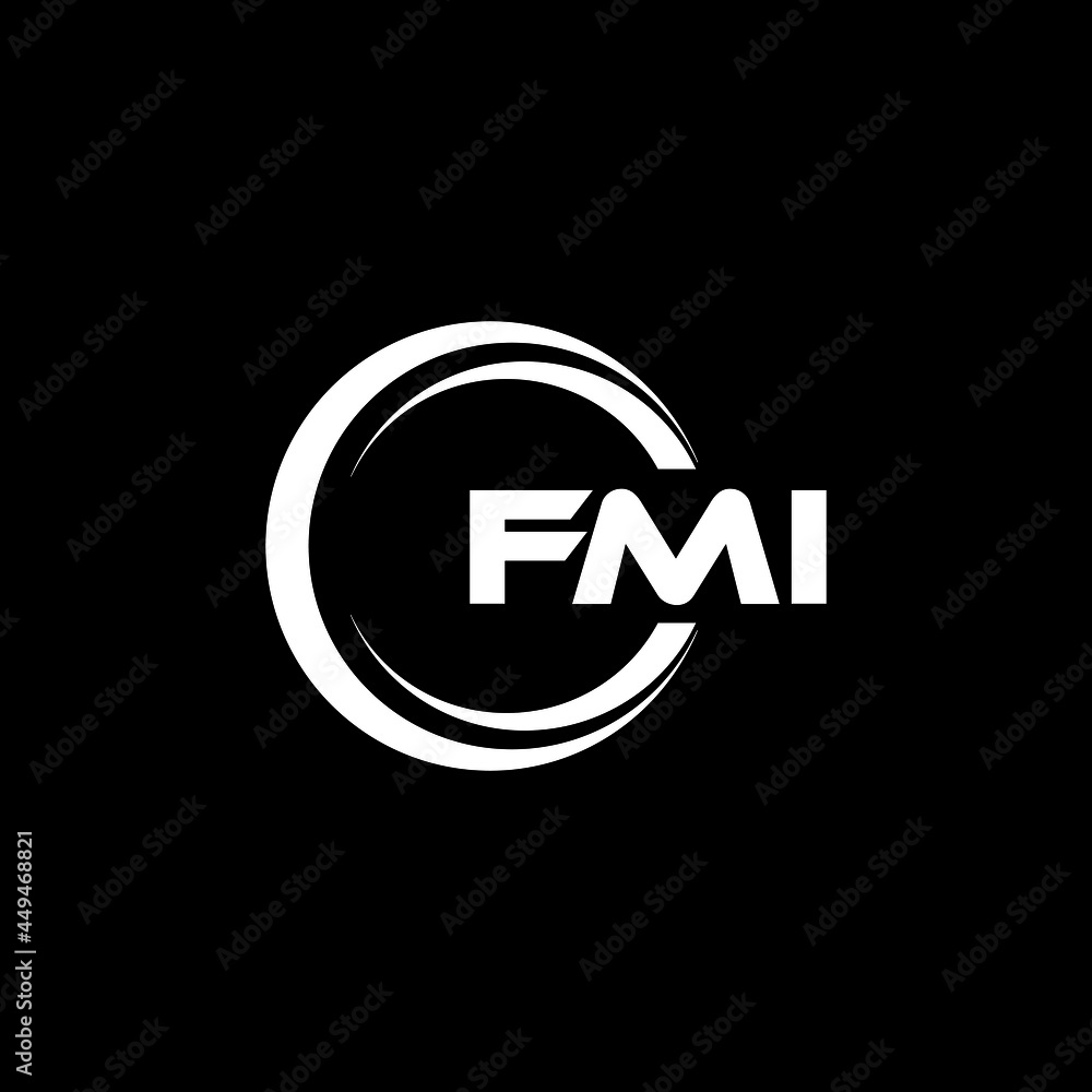 FMI letter logo design with black background in illustrator, vector ...
