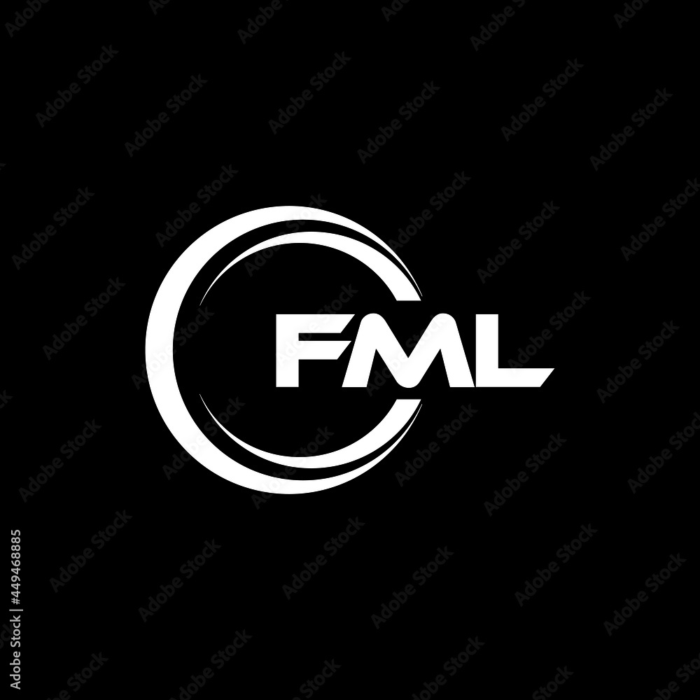 FML letter logo design with black background in illustrator, vector ...