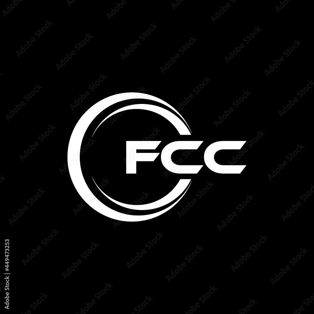 FCC letter logo design with black background in illustrator, vector ...