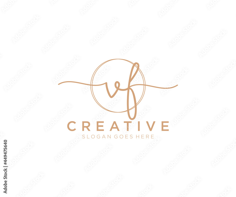 initial VF Feminine logo beauty monogram and elegant logo design ...
