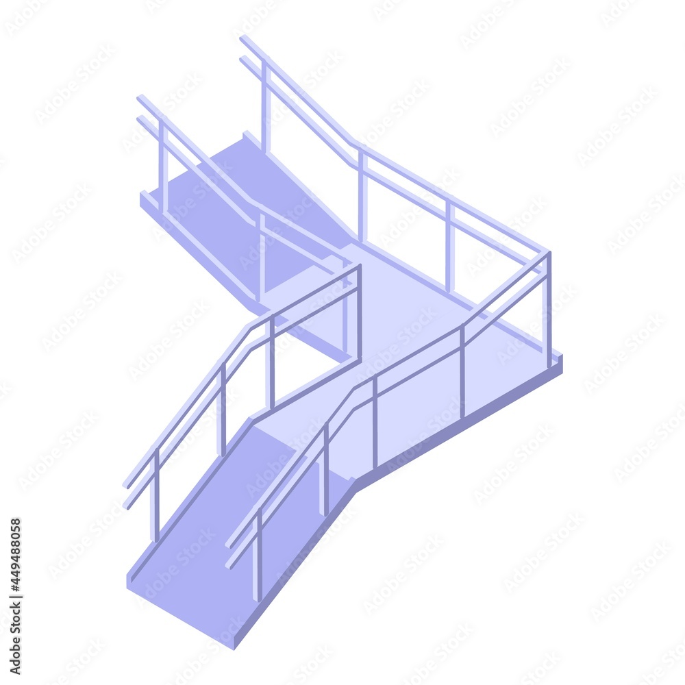 Long ramp icon isometric vector. Hospital disabled ramp. Acessible ...