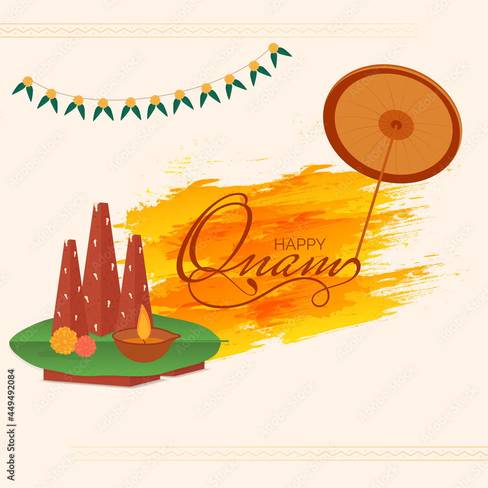 Happy Onam Celebration Concept With Olakkuda (Umbrella), Thrikkakara ...