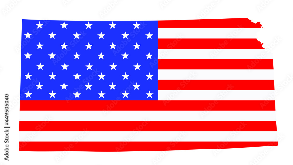 Kansas state map vector silhouette illustration. United States of ...